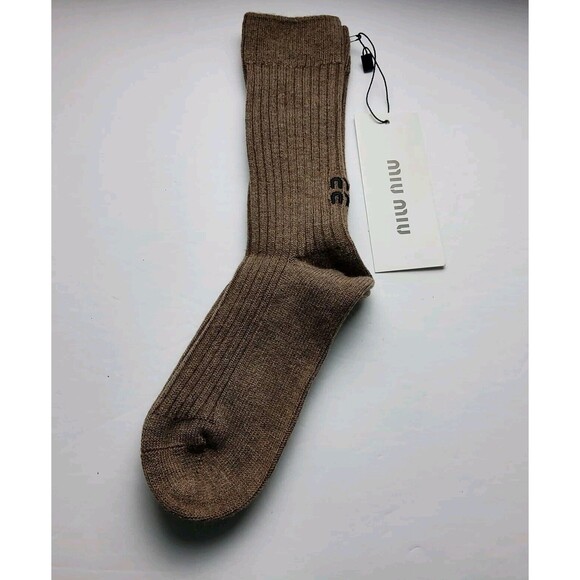 Miu Miu | Accessories | Miu Miu Ribbed 0 Wool Cashmere Crew Socks One ...